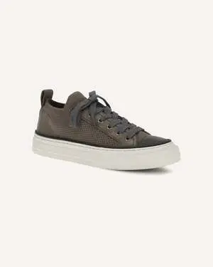 Brunello Cucinelli Cotton Knit And Suede Sneakers With Jewel Embellishments
