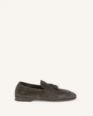 Brunello Cucinelli Soft Tassel Loafers In Suede Leather - Beige