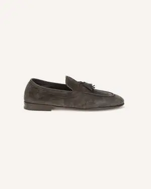 Brunello Cucinelli Soft Tassel Loafers In Suede Leather