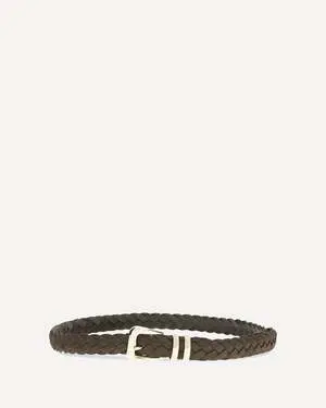 Brunello Cucinelli Woven Leather Belt With Metal Buckle