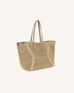 Brunello Cucinelli Raffia Shoulder Bag - Beige