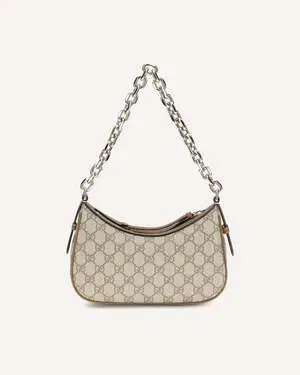 Gucci Small Gg Monogram Shoulder Bag With Chain Strap - Beige