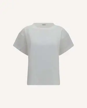 Brunello Cucinelli Cotton T-shirt With Sheer Sleeves - White