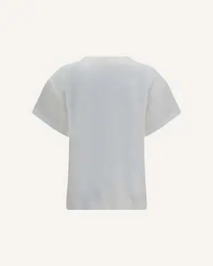 Brunello Cucinelli Cotton T-shirt With Sheer Sleeves - White