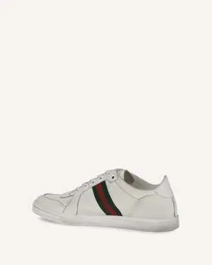 Gucci Stretch Leather Lace-up Sneakers With Web Detail