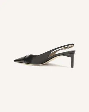 TOM FORD Leather Slingback Pumps With Gold Tone T Logo - Black