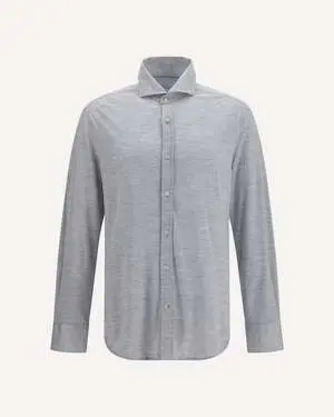 Brunello Cucinelli Sik And Cotton Jersey Shirt With Spread Coar Mae