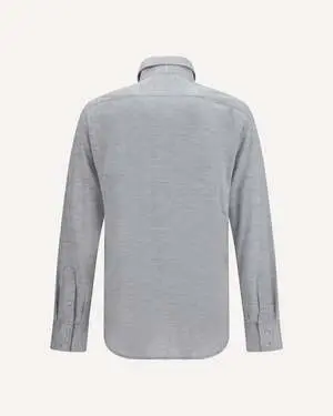 Brunello Cucinelli Sik And Cotton Jersey Shirt With Spread Coar Mae