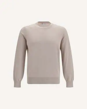 Brunello Cucinelli Sweater In Cotton - Beige