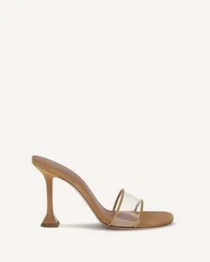 Amina Muaddi Andreea Glass Mule Sandals - Beige