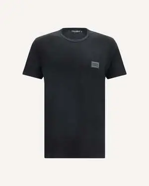 Dolce & Gabbana Cotton T-shirt With Logo Plaque
