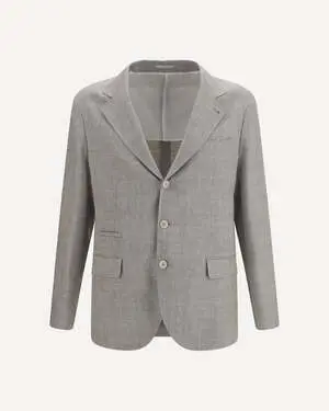 Brunello Cucinelli Deconstructed Linen And Wool Chevron Jacket