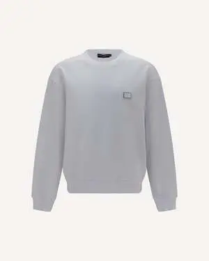 Dolce & Gabbana Cotton Sweatshirt With Logo Plaque - White