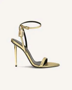 TOM FORD Lambskin Stiletto Sandals With -tone Padlock Charm - Gold