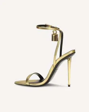 TOM FORD Lambskin Stiletto Sandals With -tone Padlock Charm - Gold