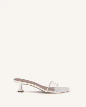 Amina Muaddi Andreea Glass Mule Sandals - White