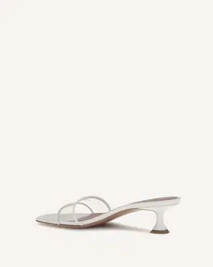 Amina Muaddi Andreea Glass Mule Sandals - White