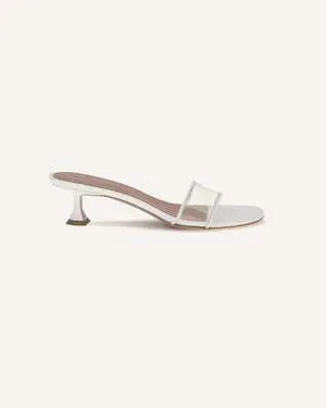 Amina Muaddi Andreea Glass Mule Sandals - White