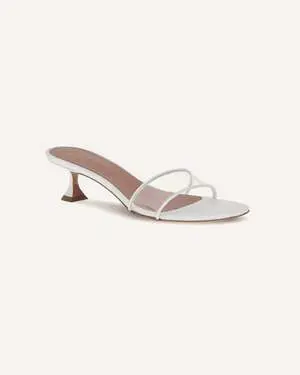 Amina Muaddi Andreea Glass Mule Sandals - White