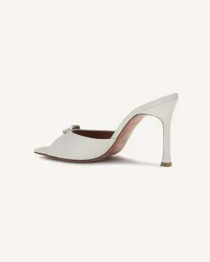 Amina Muaddi Camelia Leather Mule Sandals - White