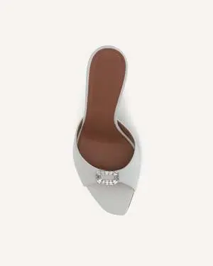 Amina Muaddi Camelia Leather Mule Sandals - White