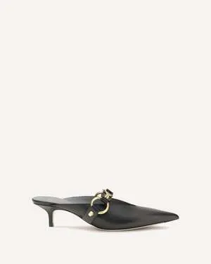 Balenciaga City Mules With Gold Tone Studs - Black