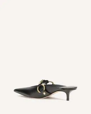 Balenciaga City Mules With Gold Tone Studs - Black