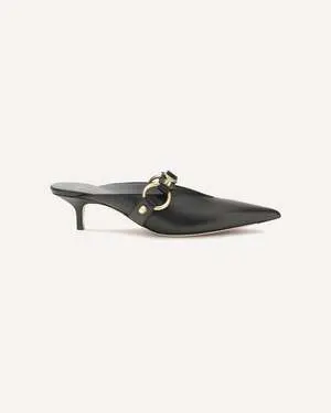 Balenciaga City Mules With Gold Tone Studs - Black