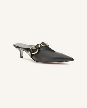 Balenciaga City Mules With Gold Tone Studs - Black