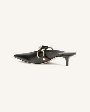 Balenciaga City Mules With Gold Tone Studs - Black