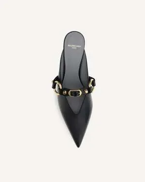 Balenciaga City Mules With Gold Tone Studs - Black
