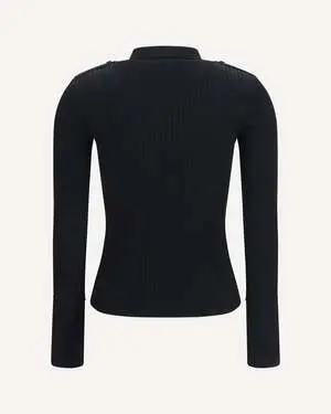 COURREGES Ribbed Knit Polo Shirt Feale