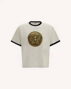 Versace Cotton Jersey T-shirt With Poplin Balloo - Cream
