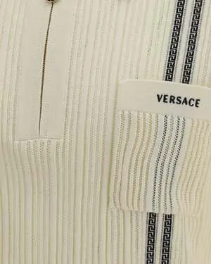 Versace Jacquard Cotton Knit Polo - Cream
