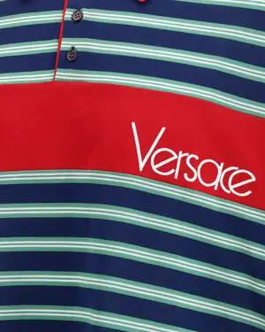 Versace Striped Cotton Polo Ale - Multicolour