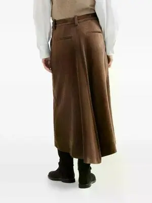 Brunello Cucinelli Fluid Corduroy Flute Skirt With Monili