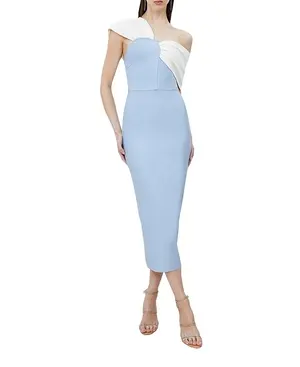 Karen Millen Figure Form Asymmetric Midi Dress - Light Blue