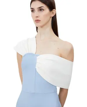 Karen Millen Figure Form Asymmetric Midi Dress - Light Blue