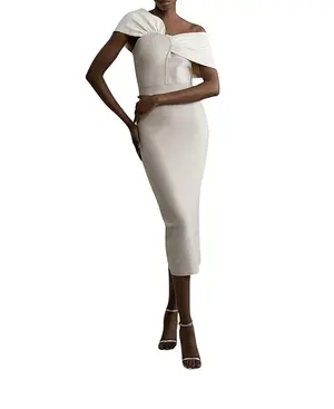 Karen Millen Figure Form Asymmetric Midi Dress - Neutral