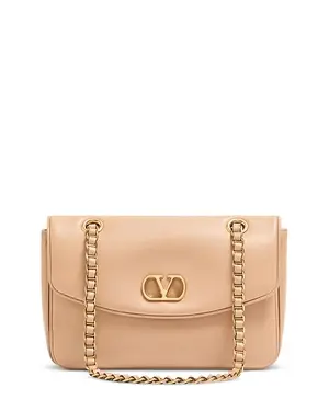 Valentino Garavani Medium Vlogo Leather Shoulder Bag - Rose