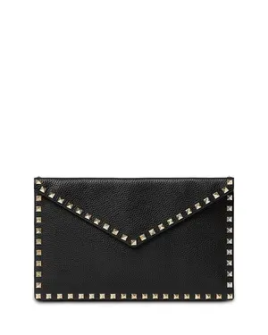 Valentino Garavani Large Studded Leather Flat Pouchette