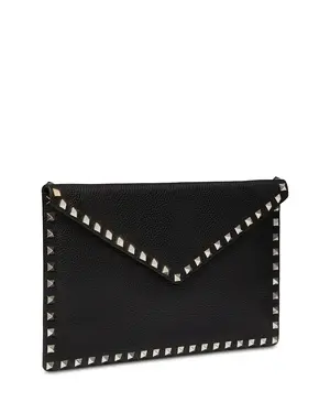 Valentino Garavani Large Studded Leather Flat Pouch - Black