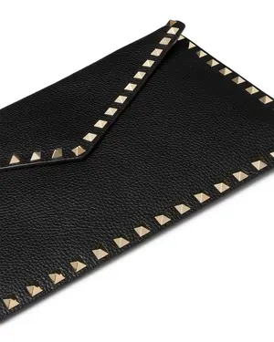Valentino Garavani Large Studded Leather Flat Pouch - Black