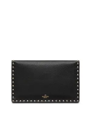 Valentino Garavani Large Studded Leather Flat Pouch - Black