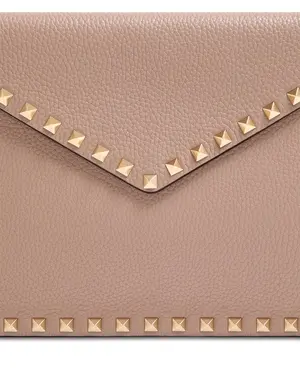 Valentino Garavani Large Studded Leather Flat Pouch - Poudre