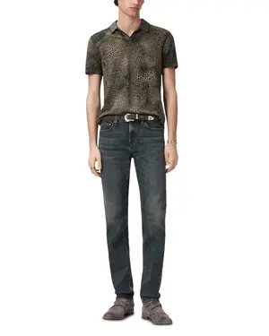 John Varvatos Perkins Short Sleeve Johnny Collar Polo With Animal Jacquard
