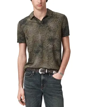 John Varvatos Perkins Short Sleeve Johnny Collar Polo With Animal Jacquard