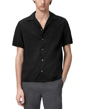 John Varvatos Dan Short Sleeve Camp Collar Shirt - Black