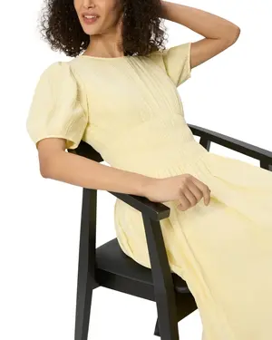 Whistles Gathered Textured Midi Dress