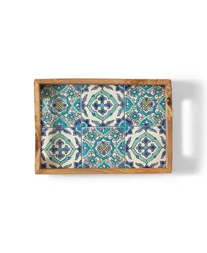 UNCOMMON GOODS Sea & Sky Tunisian Tile Tray Kamsah - Multi